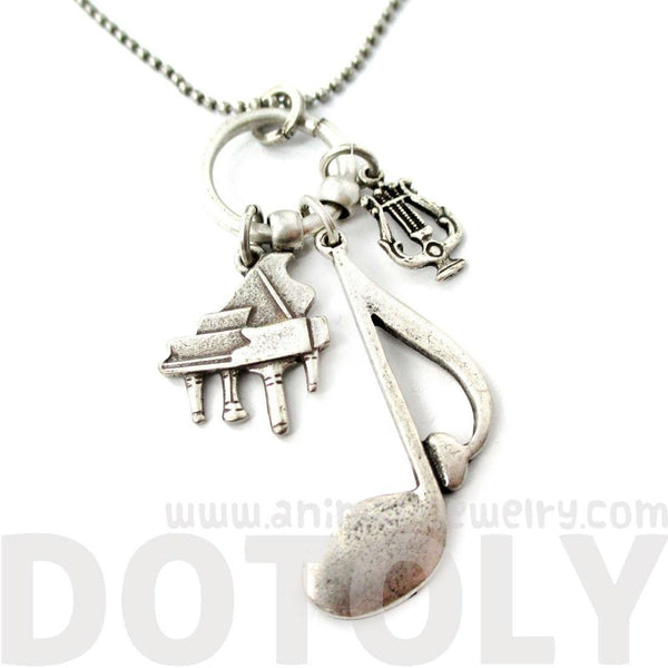 Large Quaver Note Grand Piano and Musical Notes Shaped Charm Necklace ...