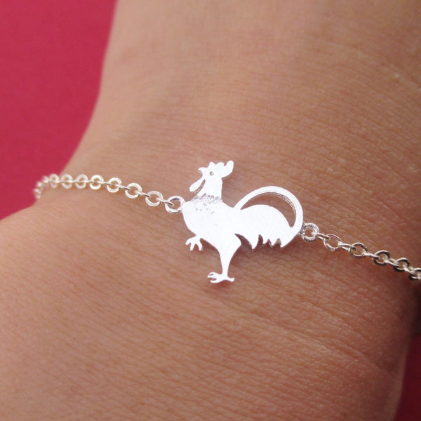 Hot Stuff Chicken Rooster Shaped Charm Bracelet in Gold or Silver – DOTOLY