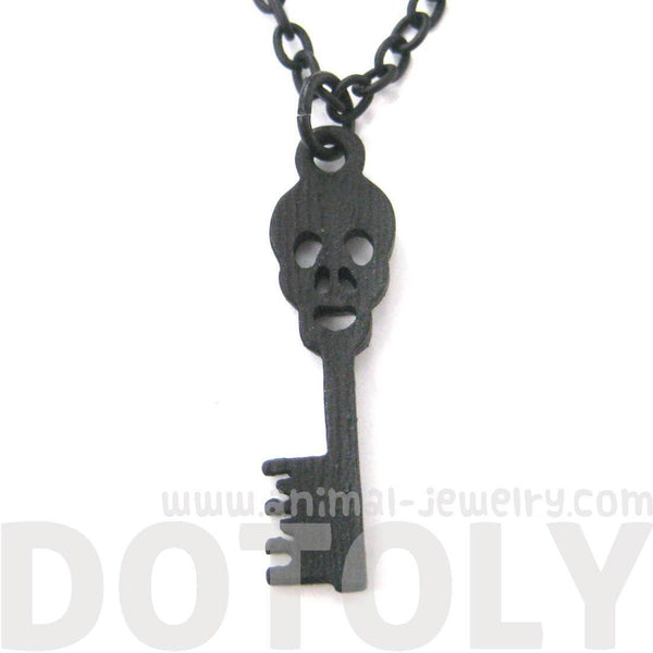 Unique Skeleton Skull Shaped Key Pendant Necklace in Black | DOTOLY